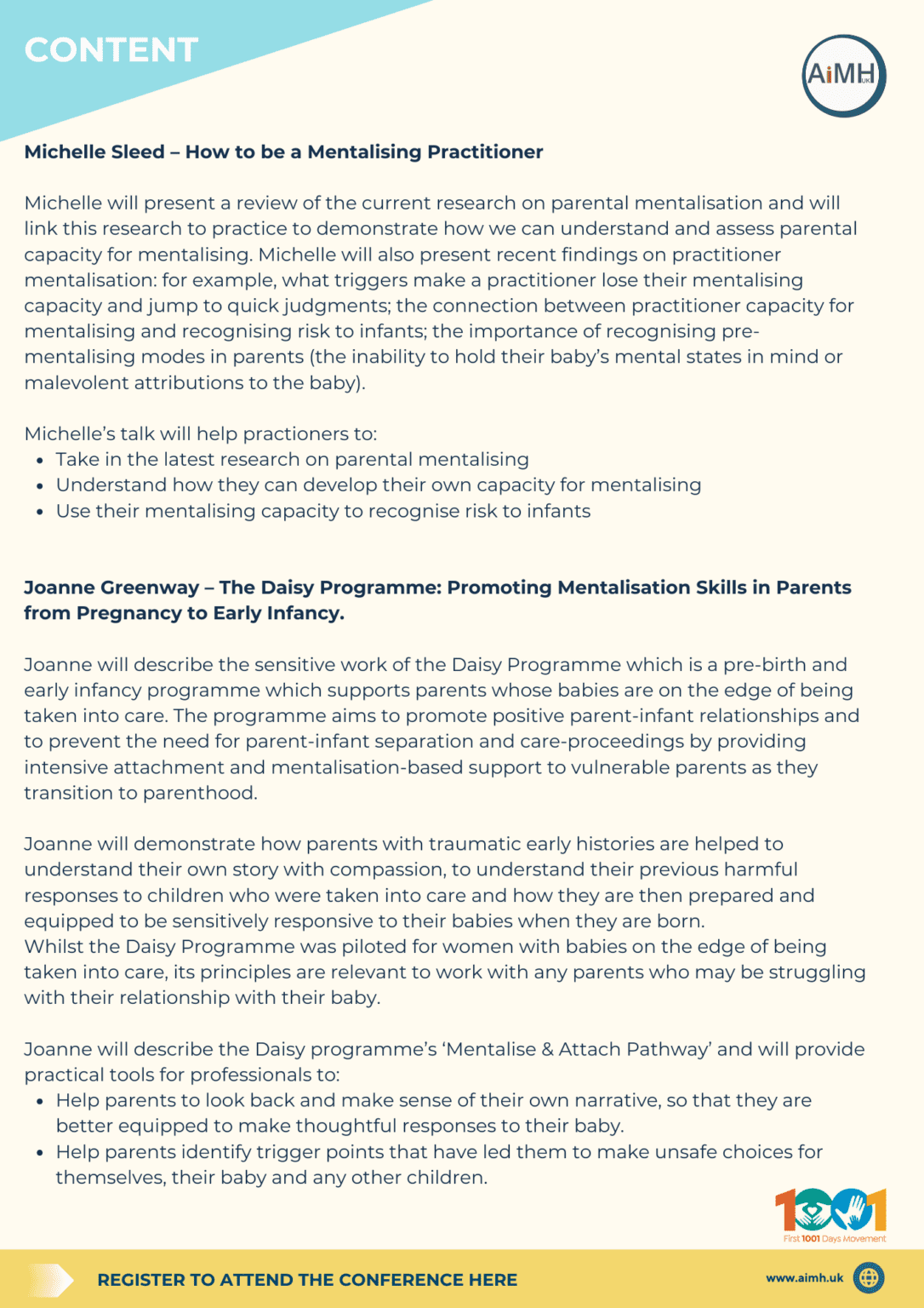 Association For Infant Mental Health | AiMH UK National Conference 2024